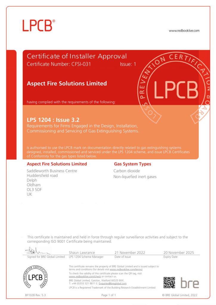 Accreditations - Aspect Fire Suppression
