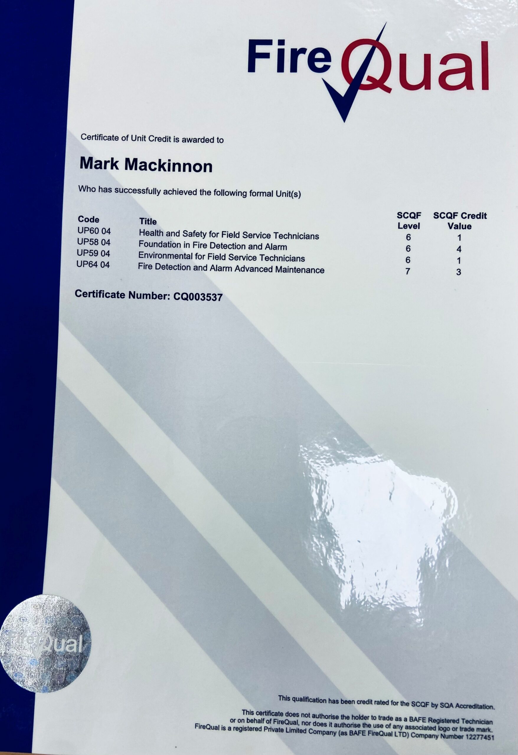 Mark Mackinnon gains a shiny FIA Certification - Aspect Fire Suppression Aspect-Training-Days