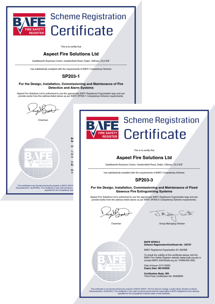 Accreditations - Aspect Fire Suppression