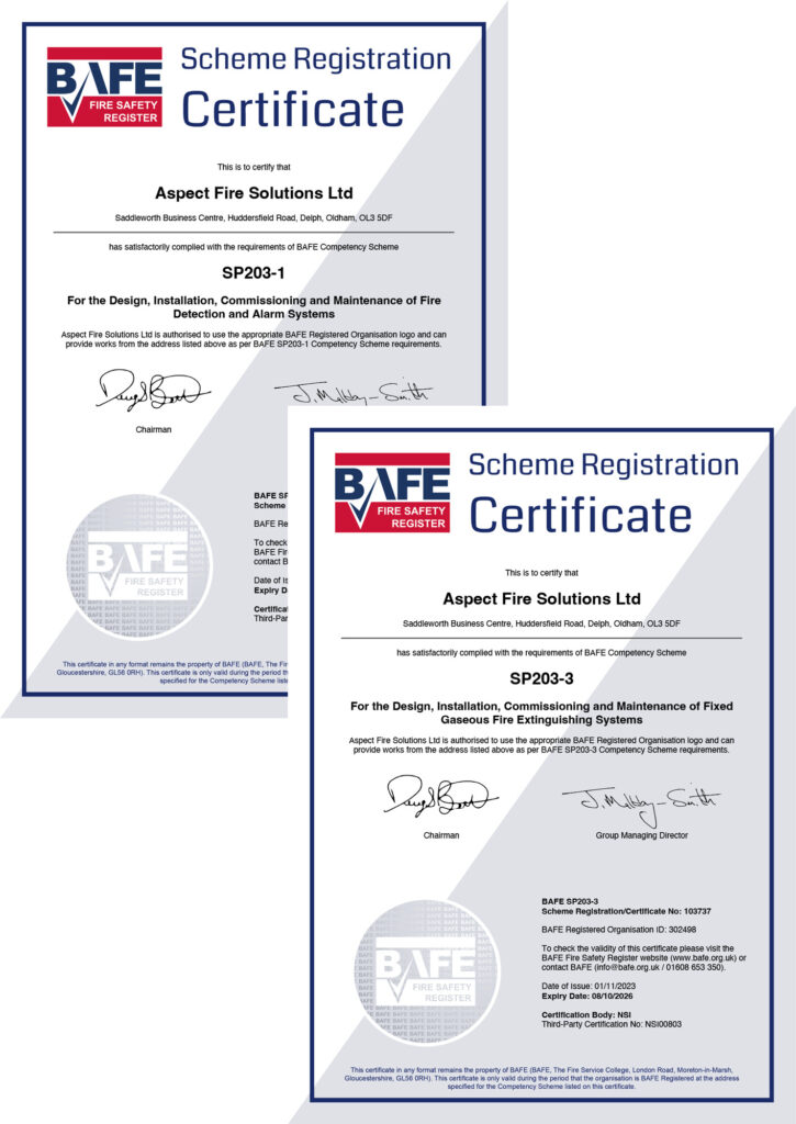 Accreditations - Aspect Fire Suppression